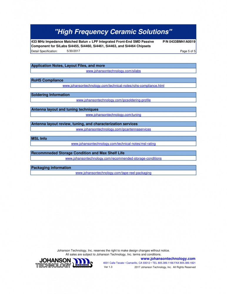 0433BM41A0019E datasheet page 5