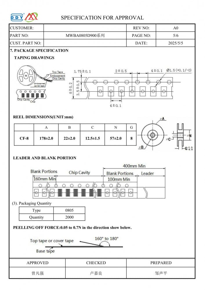 MWBA0805D900 approval specification page 6