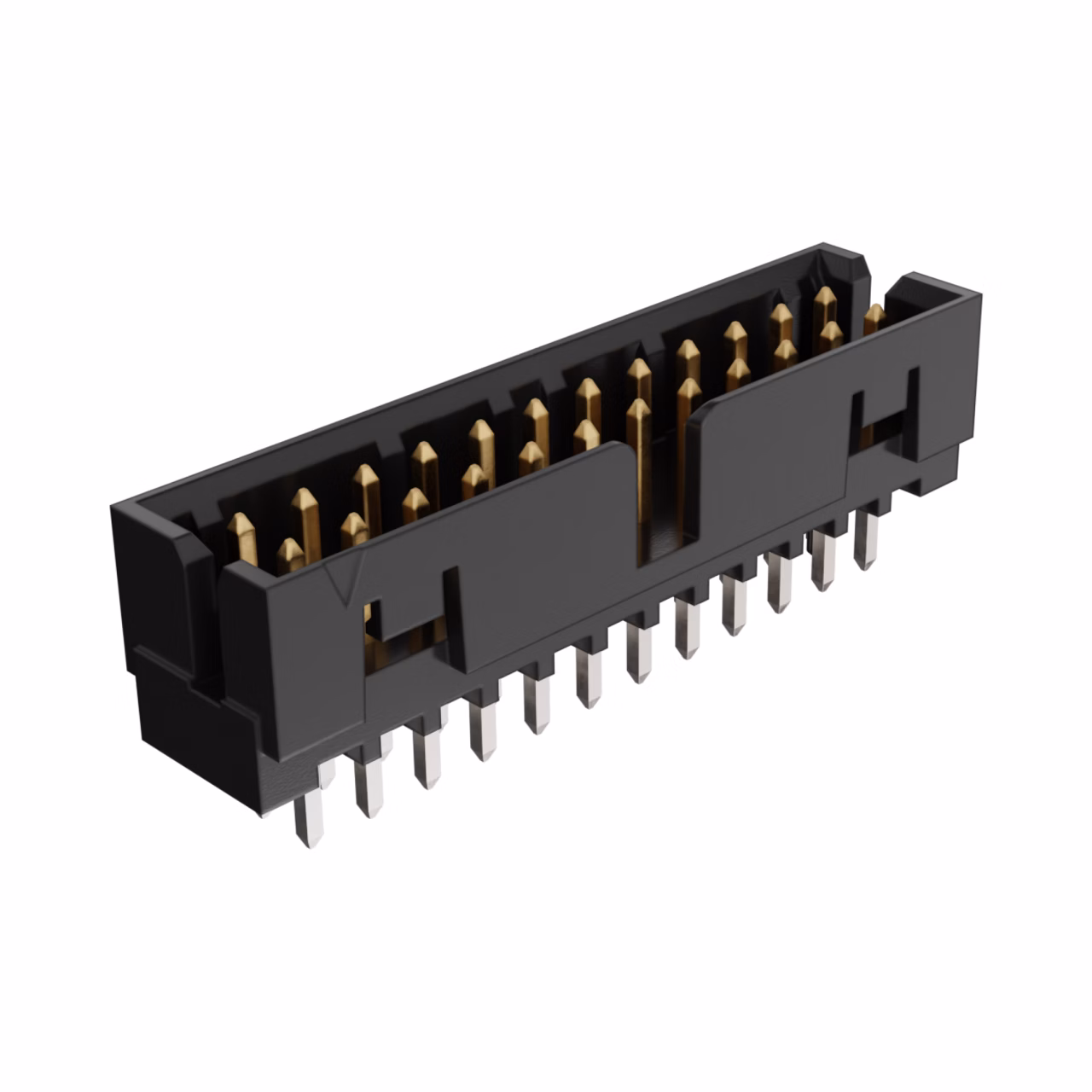 2.00mm Pitch, Milli-Grid PCB Header, Dual Row, Vertical, Through Hole, Shrouded, 24 Circuits, 0.76µm Gold (Au) Plating, 2.80mm Tail Length, Dual Side Slots, Dual Friction Locks, Center Polarization, with Peg, Tube for sale