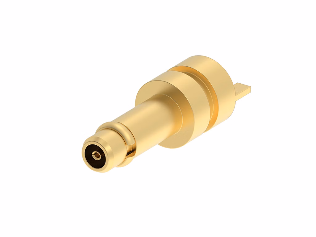 MMCX Plug, Straight, Crimp, RG-174, RG-188 and RG-316 Cable, Brass Body, Gold (Au) Plating, 500 Pieces Per Bag, 50 Ohms