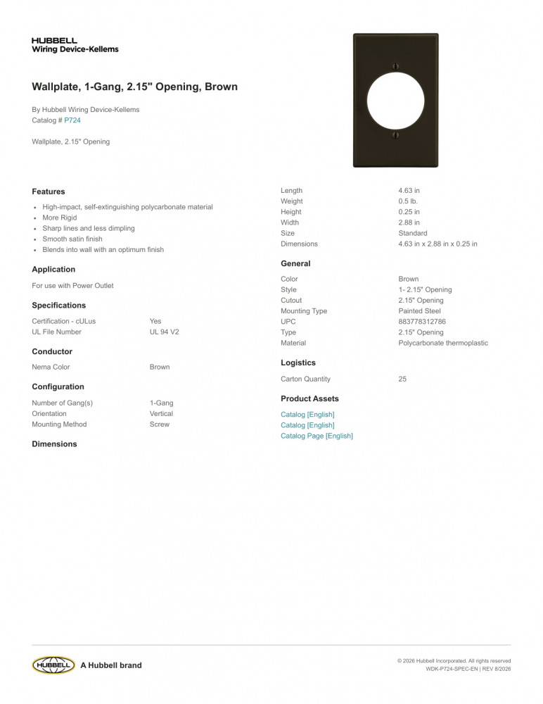 P724 wallplate product documentation image