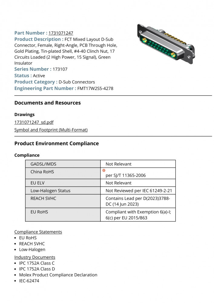 MOLEX 1731071247 drawing page 1
