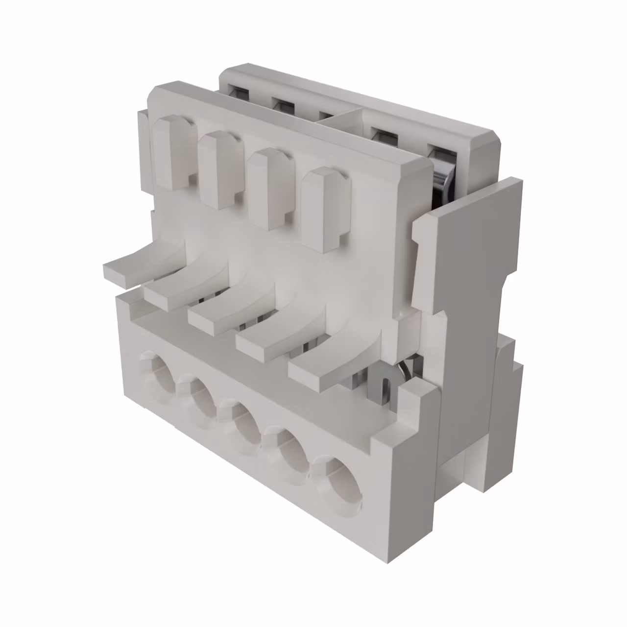 Appli-Mate RAST 2.5 IDT Housing, 2.50mm Pitch, with Side Latches, Female, 5 Circuits, Position Keys A & F Removed, Polarizing Rib Between 3/4, Red Color Stripe for sale