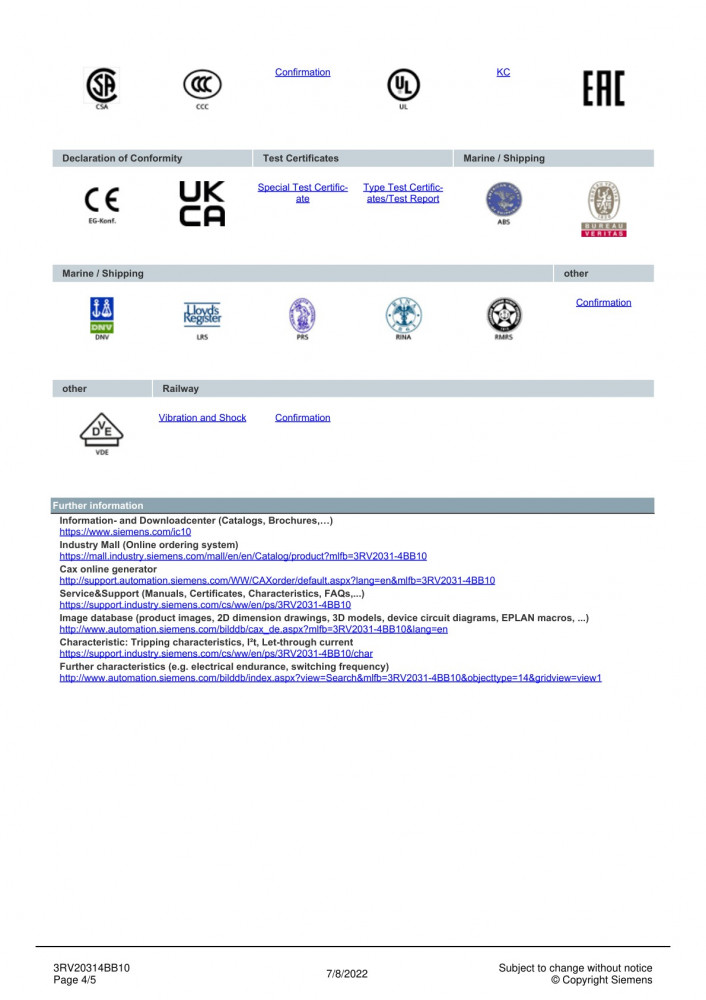 3RV20314BB10 technical document page 4