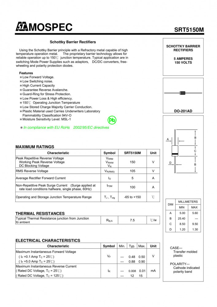 MOSPEC SRT5150 datasheet page 1