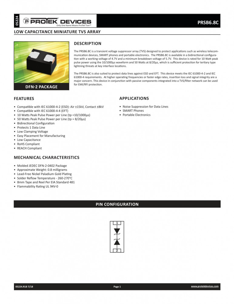 PRSB6.8C-LF-T710 datasheet page 1