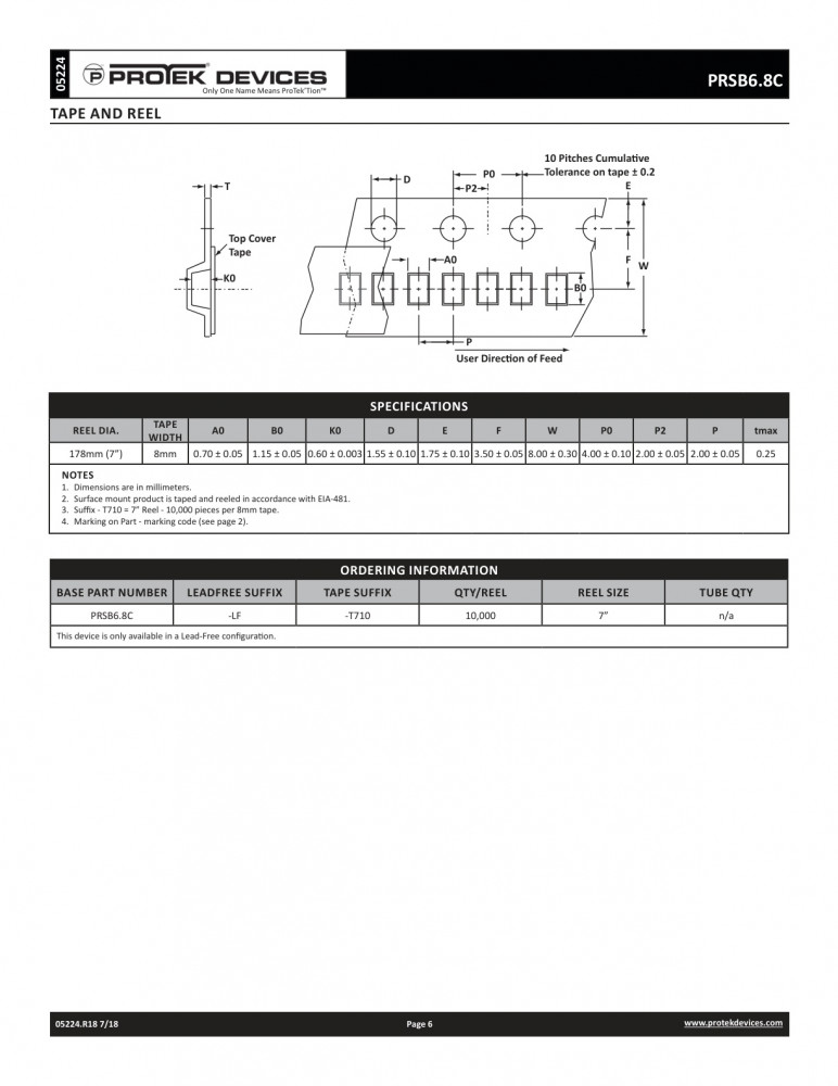 PRSB6.8C-LF-T710 datasheet page 6