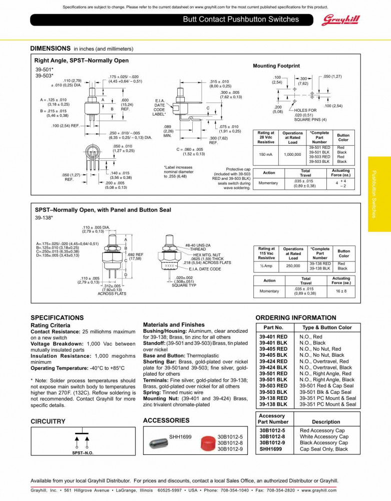 Grayhill Series 39 technical document page 2