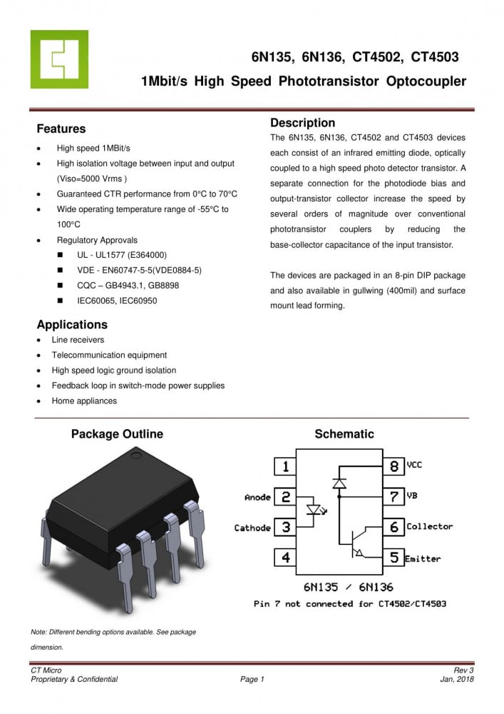 CT6N136 datasheet page 1