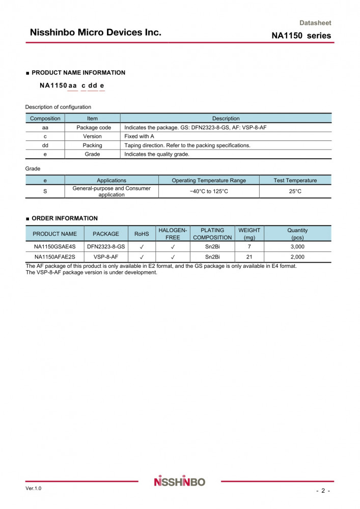 NA1150 datasheet page 2