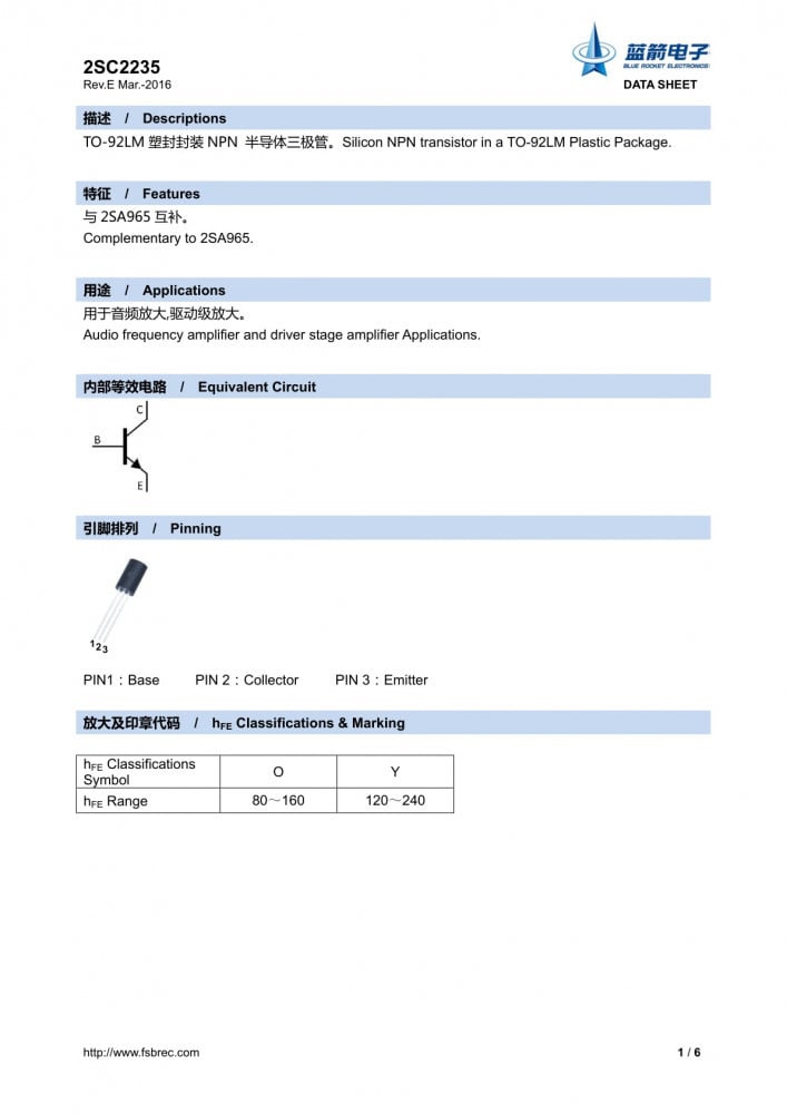 2SC2235 datasheet page 1