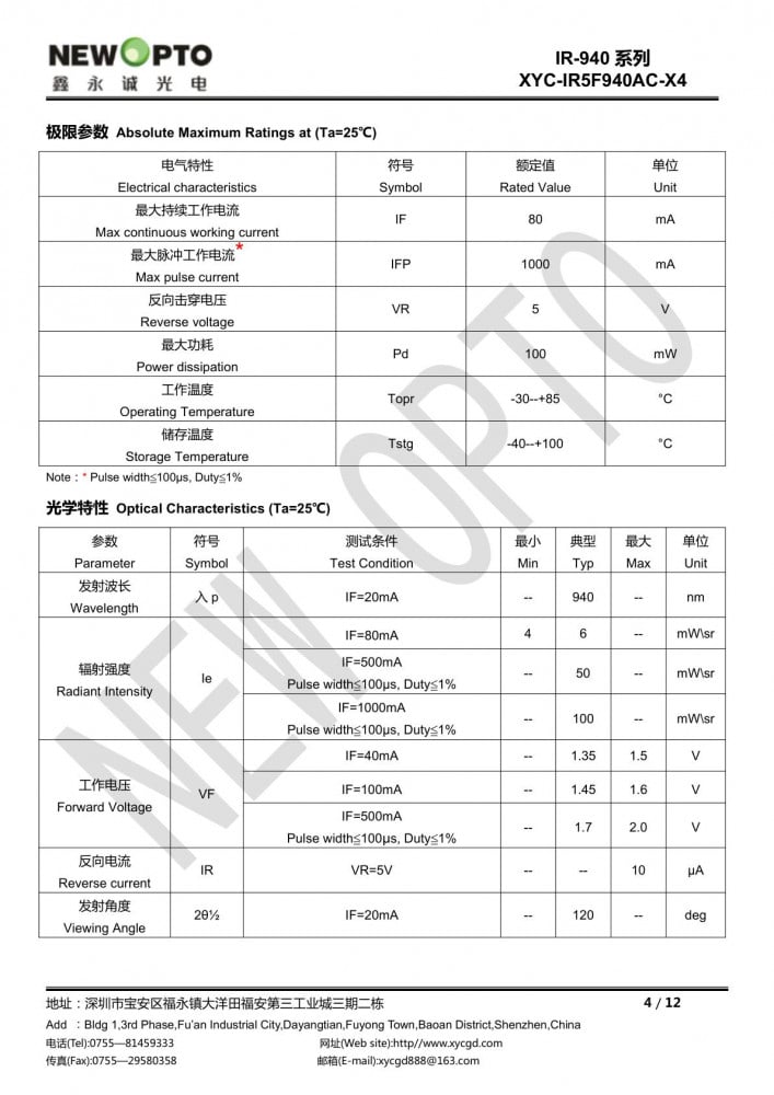 XYC-IR5F940AC-X4 specification page 4