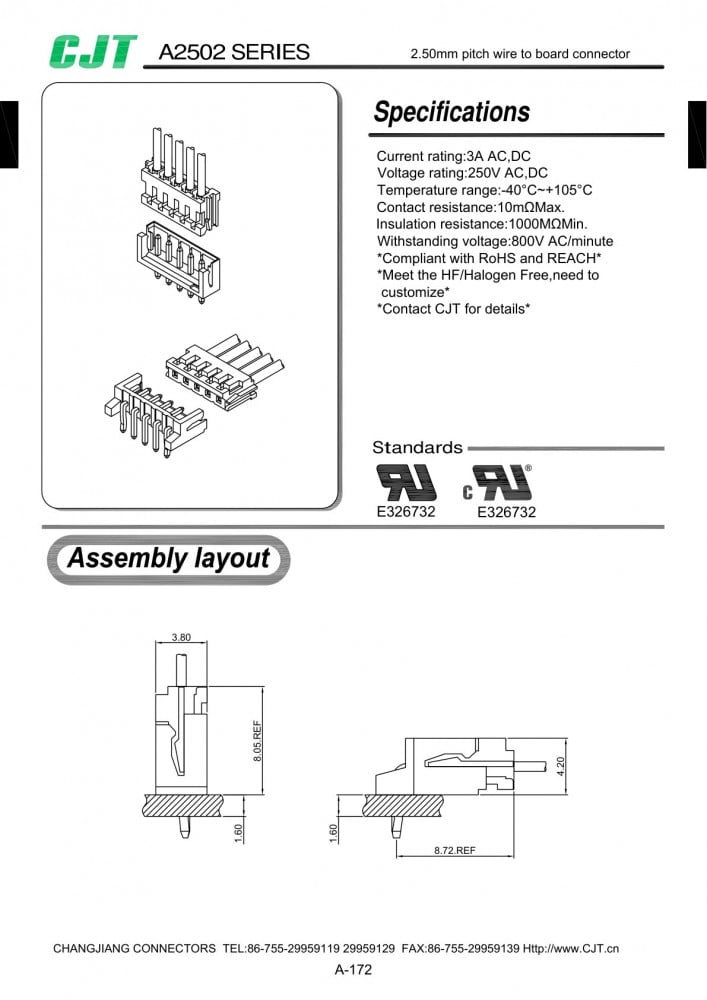 CJT A2502 series technical document page 1