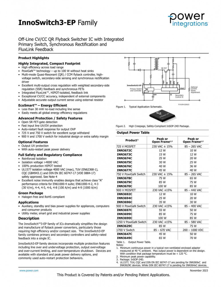 INN3672C technical document page 1