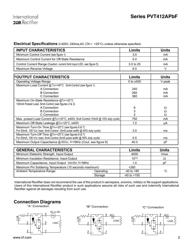 PVT412AS-TPBF datasheet page 2