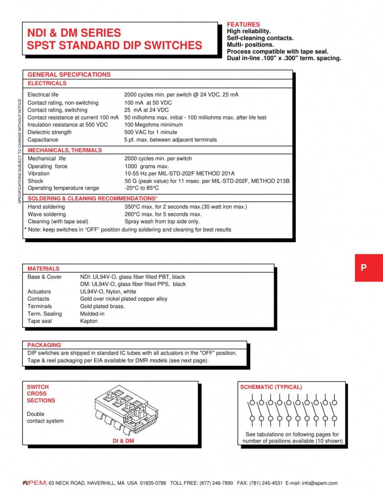 APEM DMR01 datasheet page 1