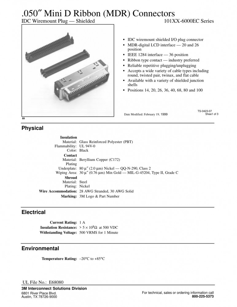 3M 10136-6000EL technical datasheet page 1