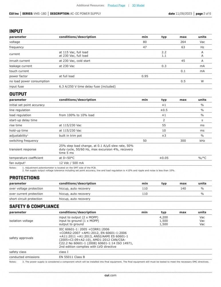 CUI VMS-180-58 datasheet page 2