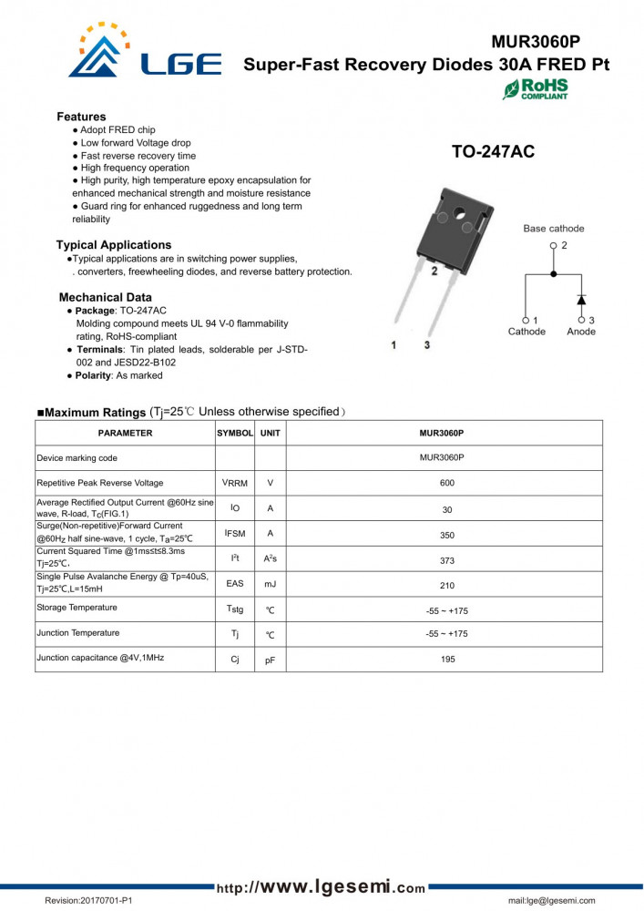 MUR3060P datasheet page 1