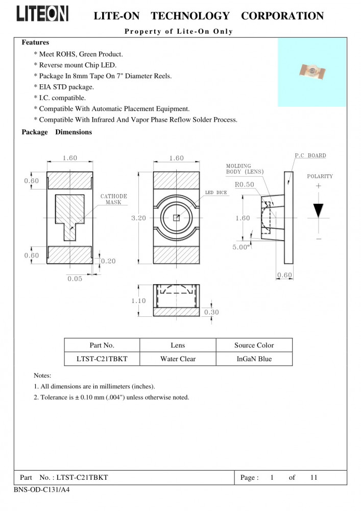LTST-C21TBKT datasheet page 2