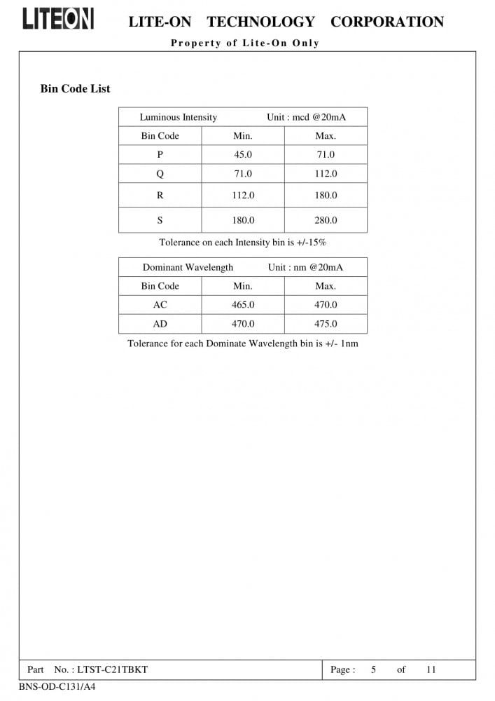 LTST-C21TBKT datasheet page 6
