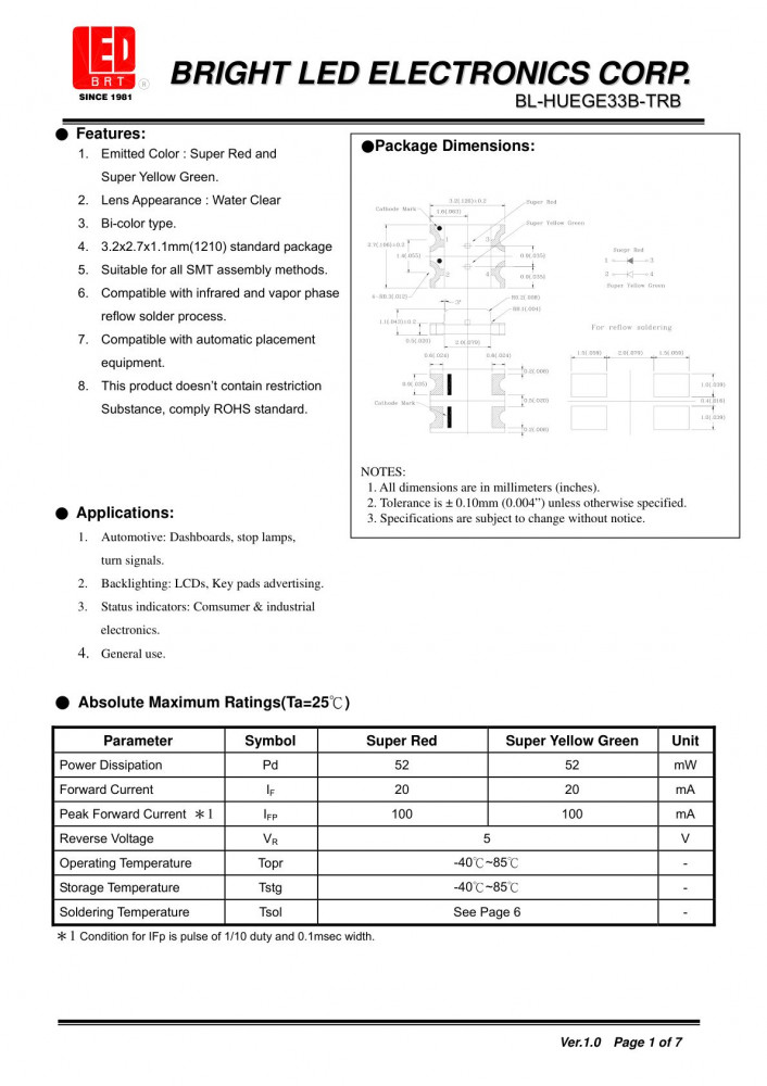 BL-HUEGE33B-TRB datasheet page 1