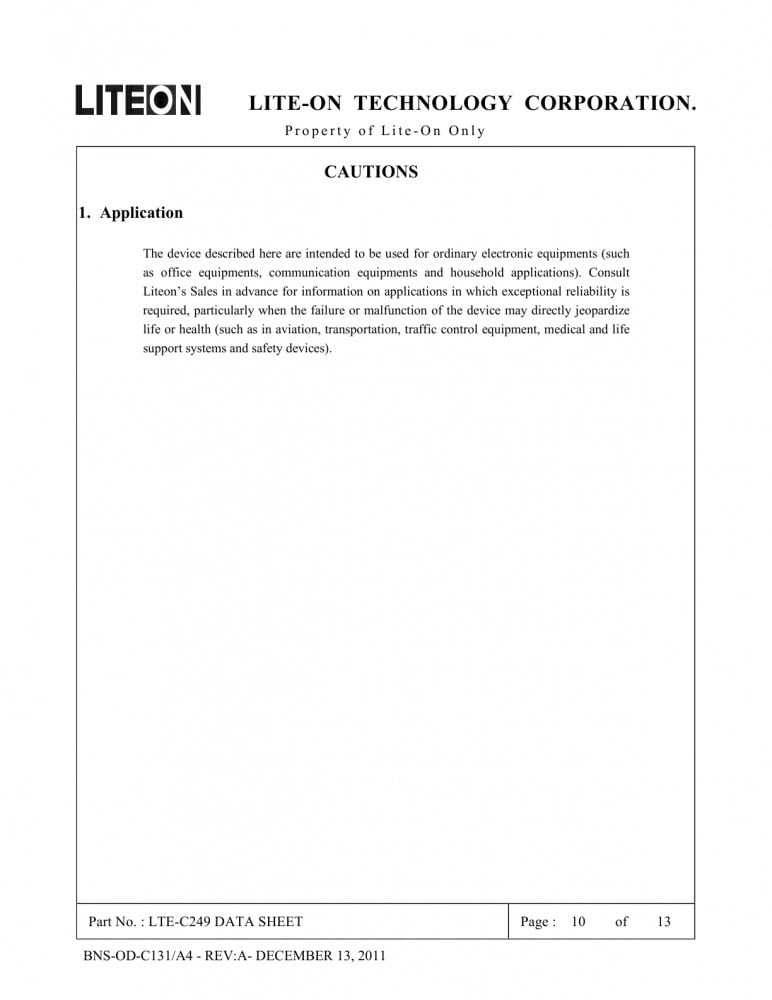 LTE-C249 datasheet page 10