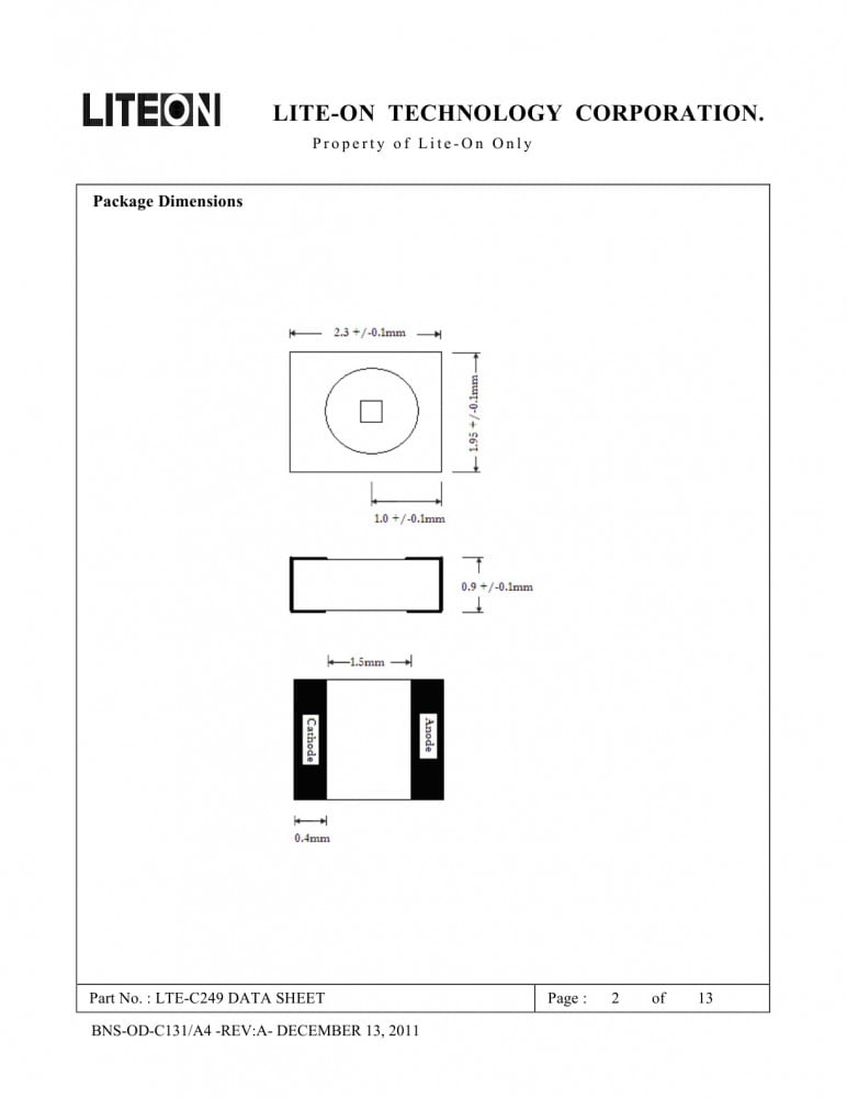LTE-C249 datasheet page 2