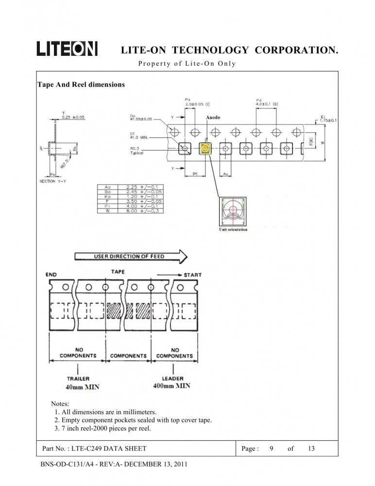 LTE-C249 datasheet page 9