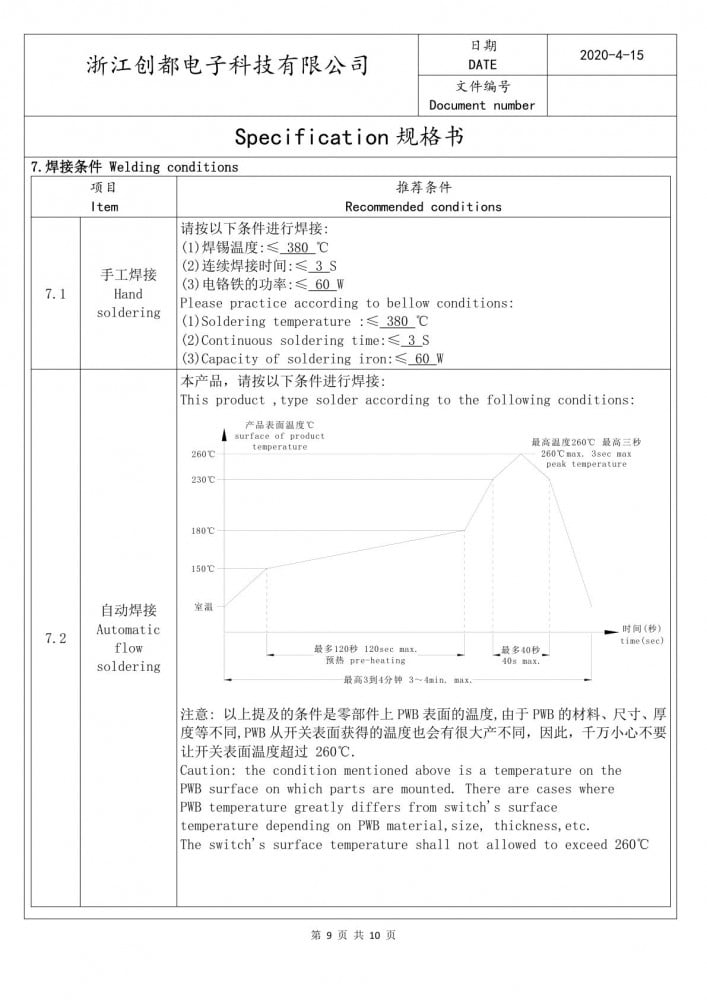 CAX TS1103FSD specification page 9