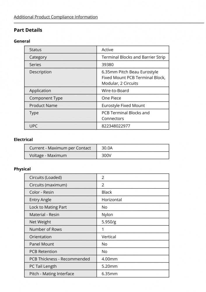 Technical document image 2 for MOLEX 393800102