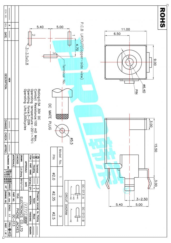 HRO DC-013-20A technical document page