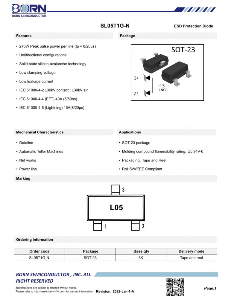 SL05T1G-N datasheet page 1