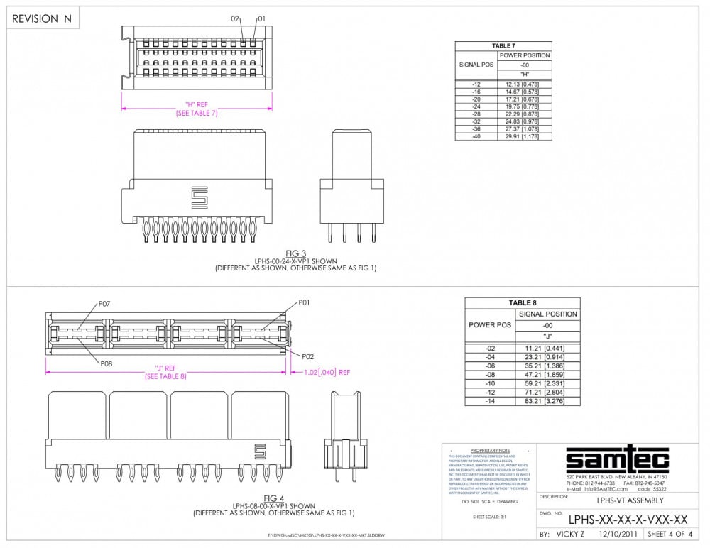 Samtec LPHS assembly drawing page 4