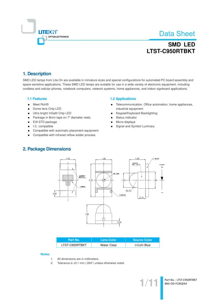 LTST-C950RTBKT datasheet page 2