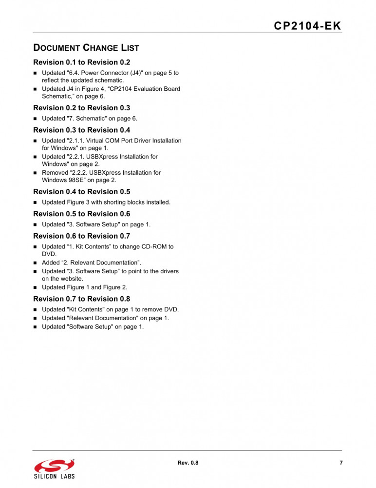 CP2104EK documentation page 7