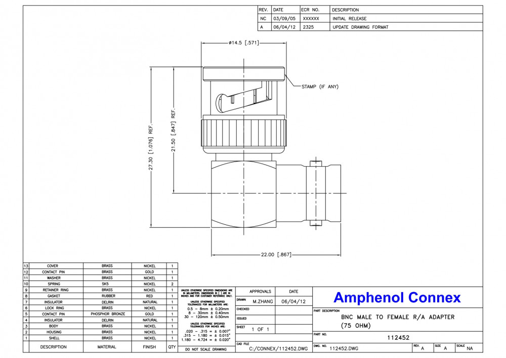 Amphenol Connex 112452 technical drawing