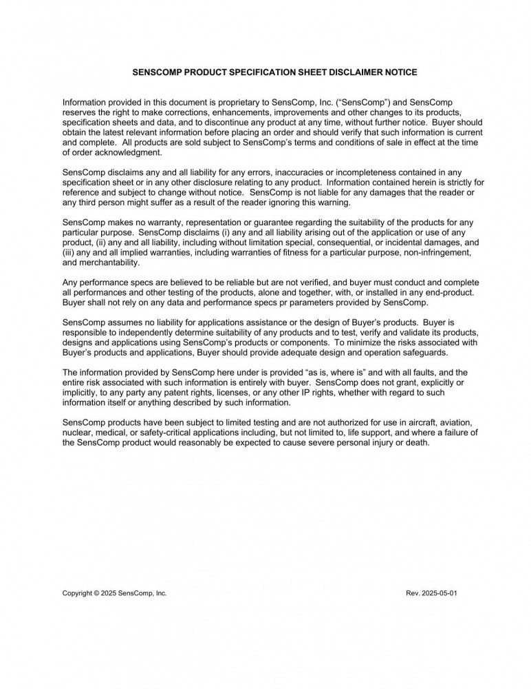 SensComp SonaSwitch MINI-S technical document page 4