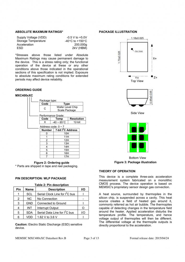 MXC4005XC datasheet page 3