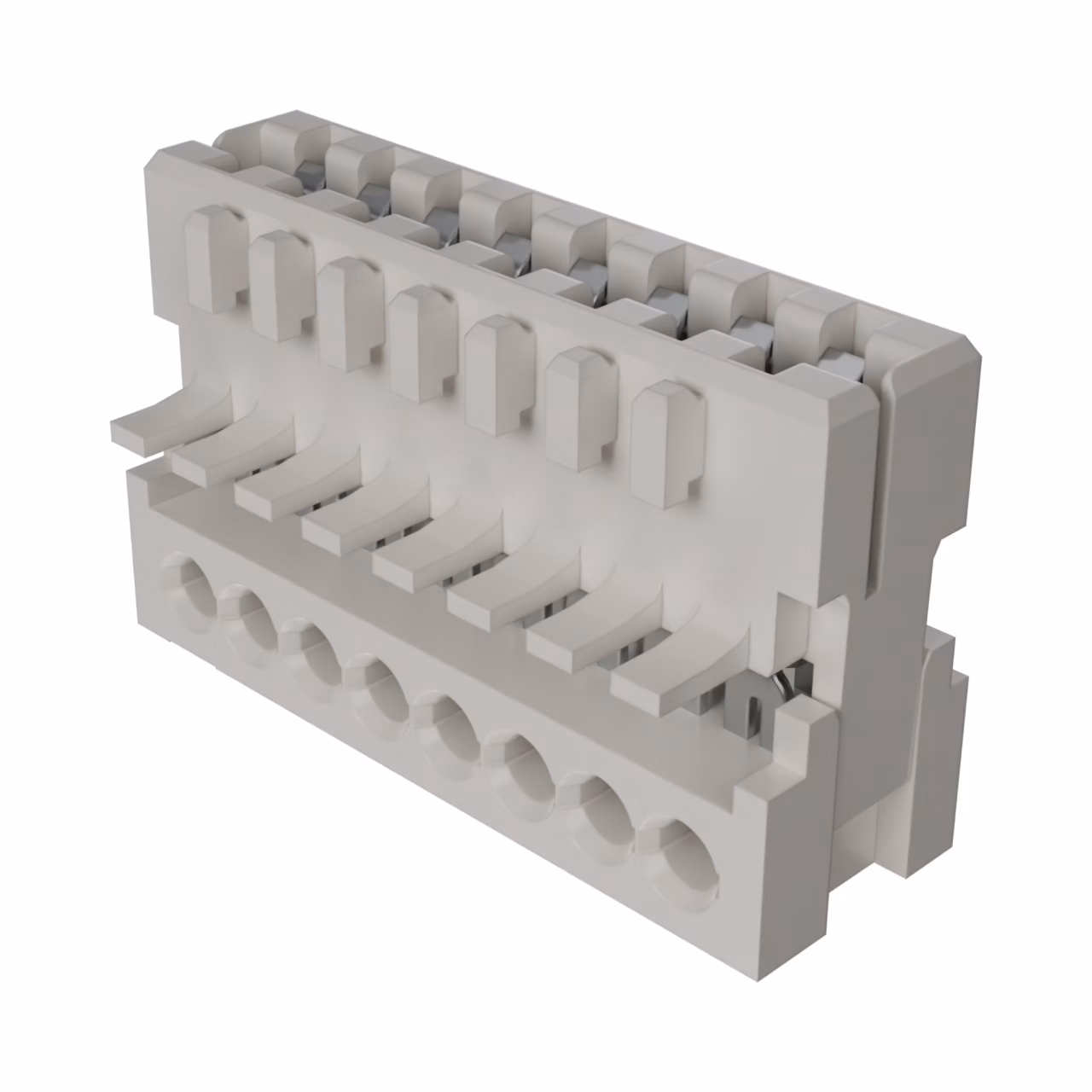 Appli-Mate RAST 2.5 IDT Housing, 2.50mm Pitch, Female, 8 Circuits, Beaded Terminal, Position Keys A & I Removed, Slotted Endwalls for sale