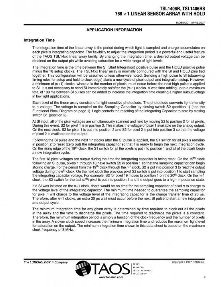 TSL1406RS datasheet page 9