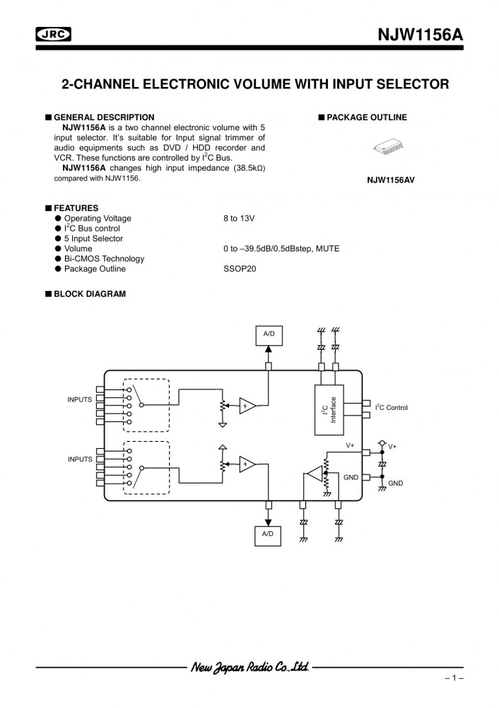 NJW1156A datasheet page 1