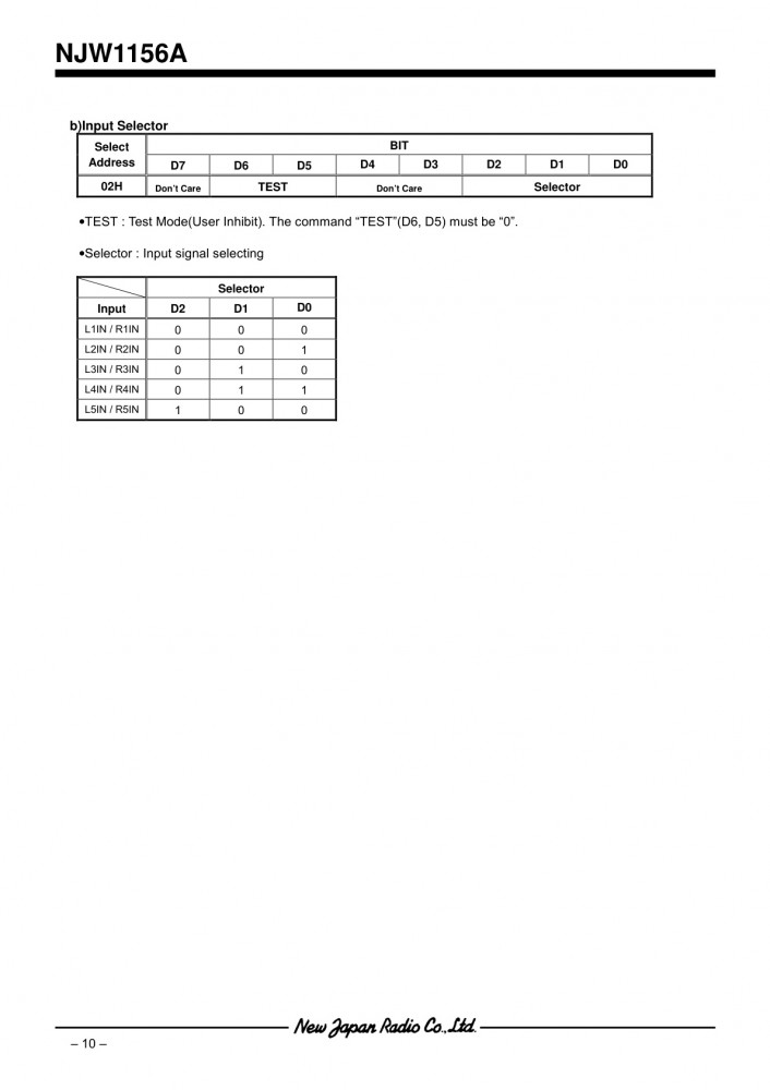NJW1156A datasheet page 10