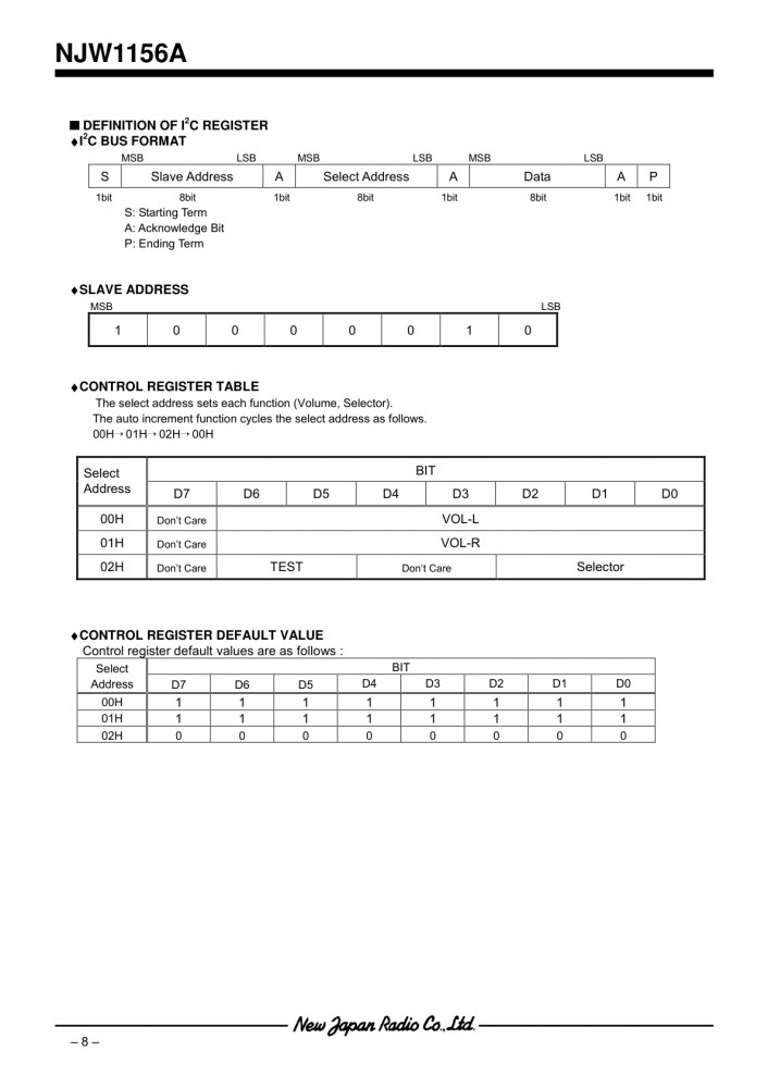 NJW1156A datasheet page 8
