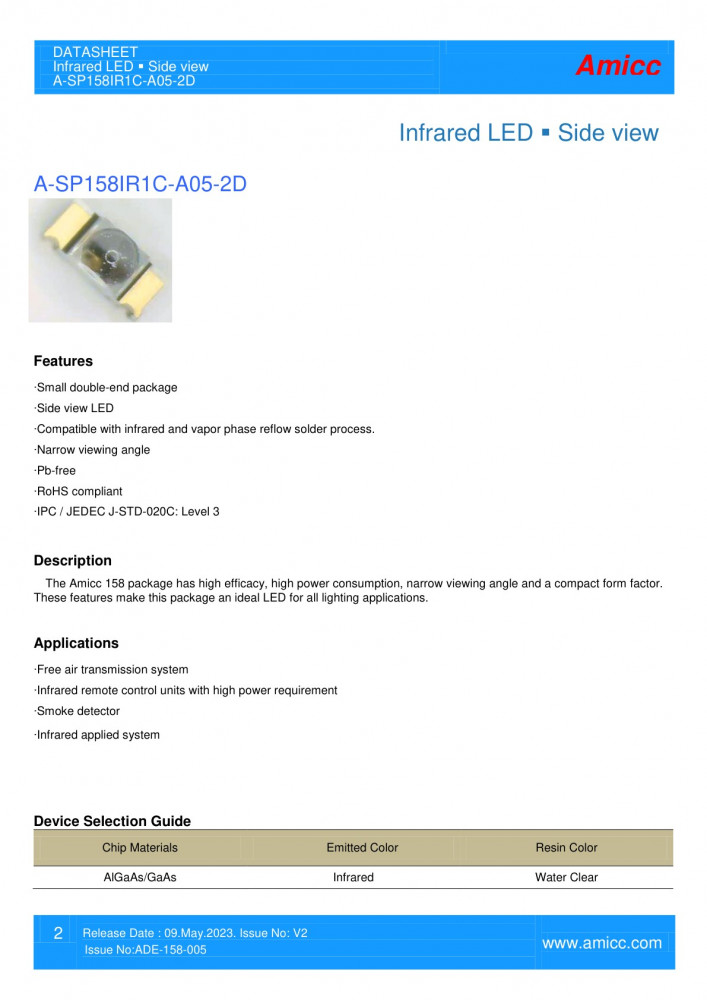 A-SP158IR1C-A05-2D datasheet page 2