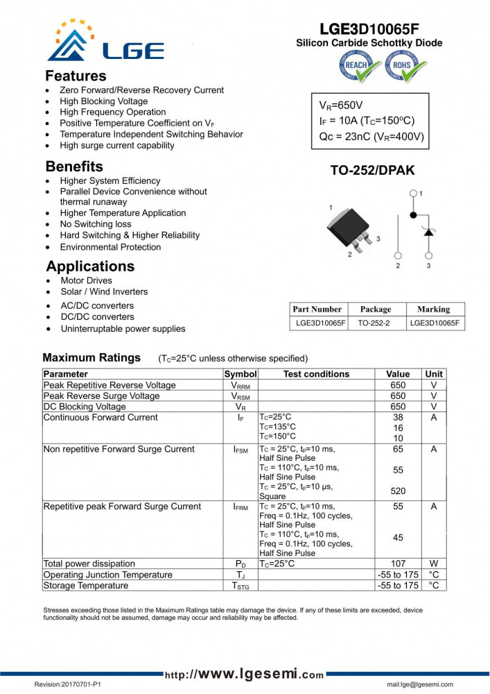 LGE3D10065F datasheet page 1