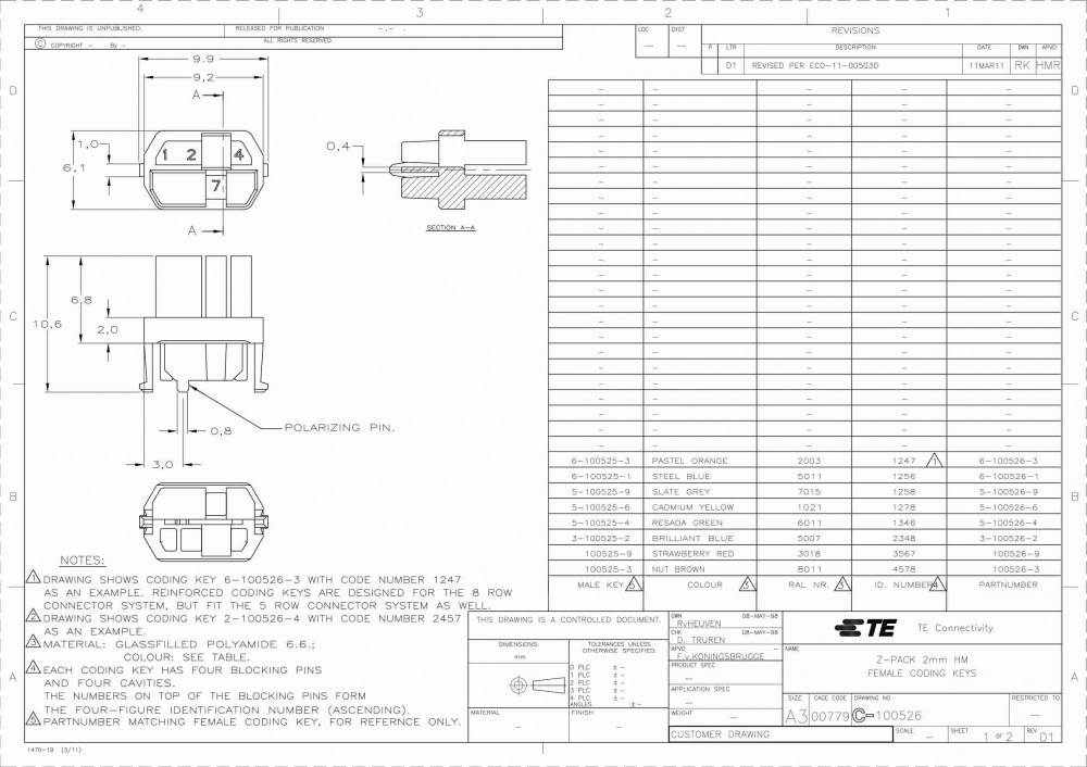 TE Connectivity 1-100526-4 drawing page 1