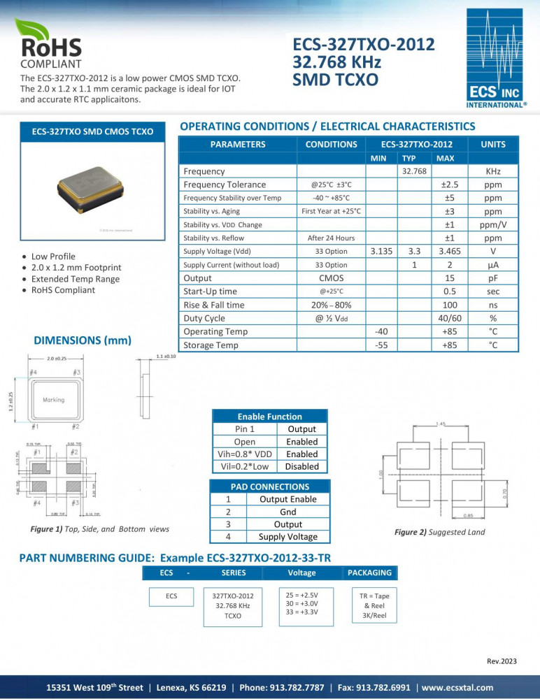 ECS-327TXO technical document page 1