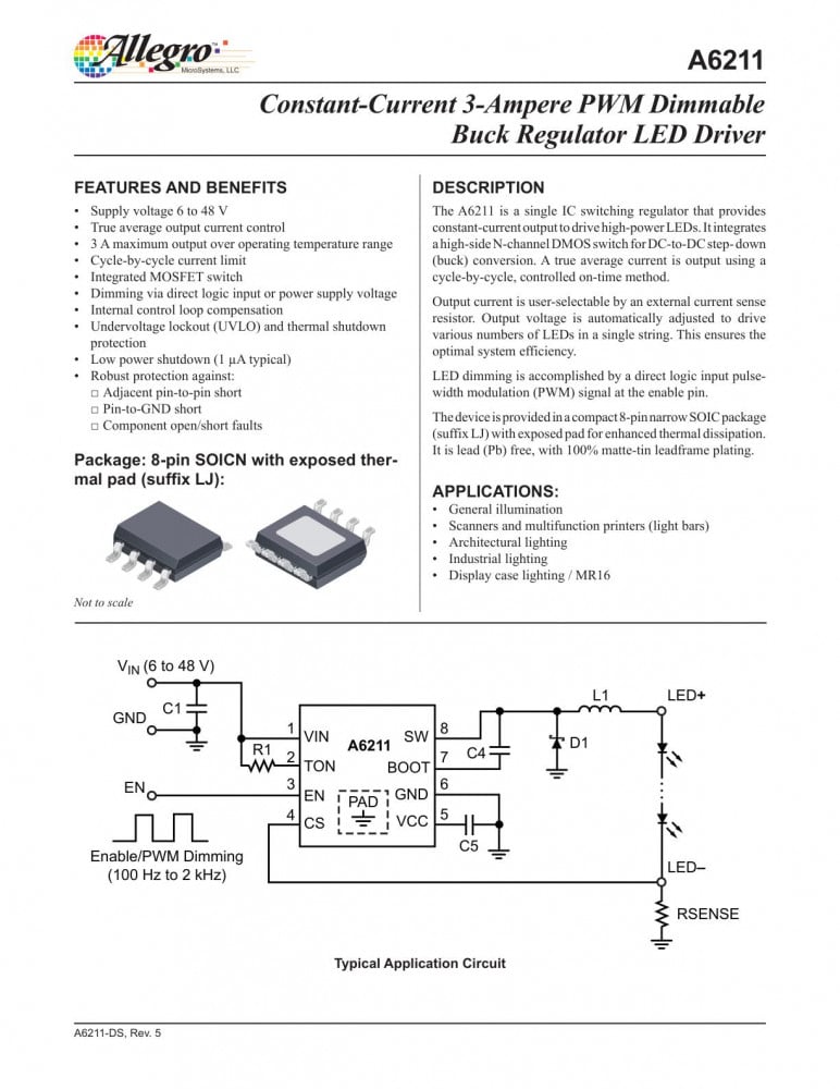 A6211 datasheet page 1
