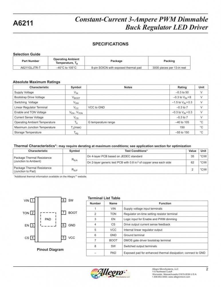 A6211 datasheet page 2